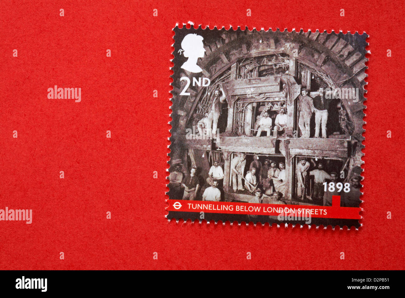 2nd class underground stamp on red envelope - Tunnelling below London ...