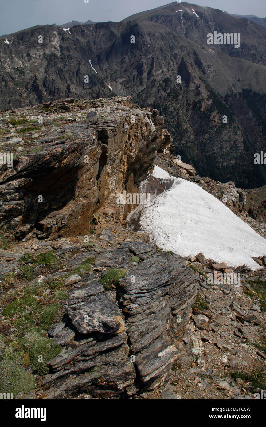 Hikers on cliff Rocky Mountain National Park Colorado Stock Photo - Alamy