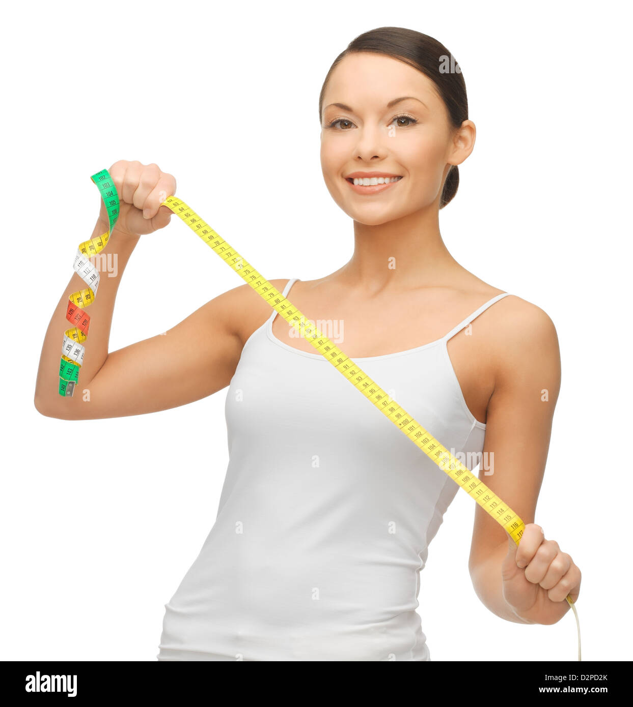 woman measuring her hips Stock Photo - Alamy