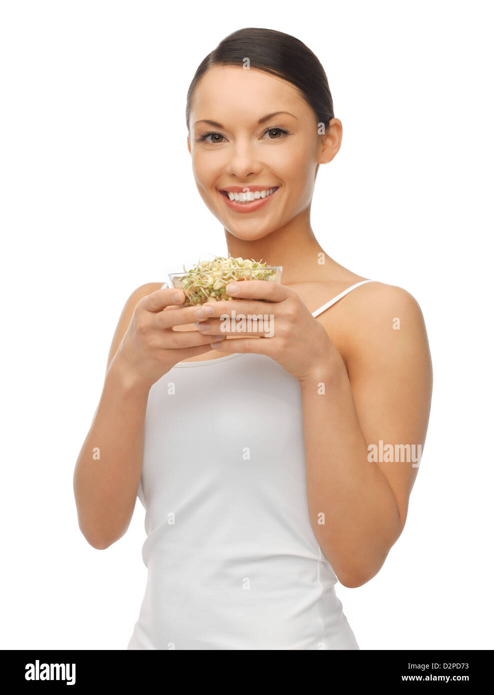 woman with mung sprout beans Stock Photo - Alamy