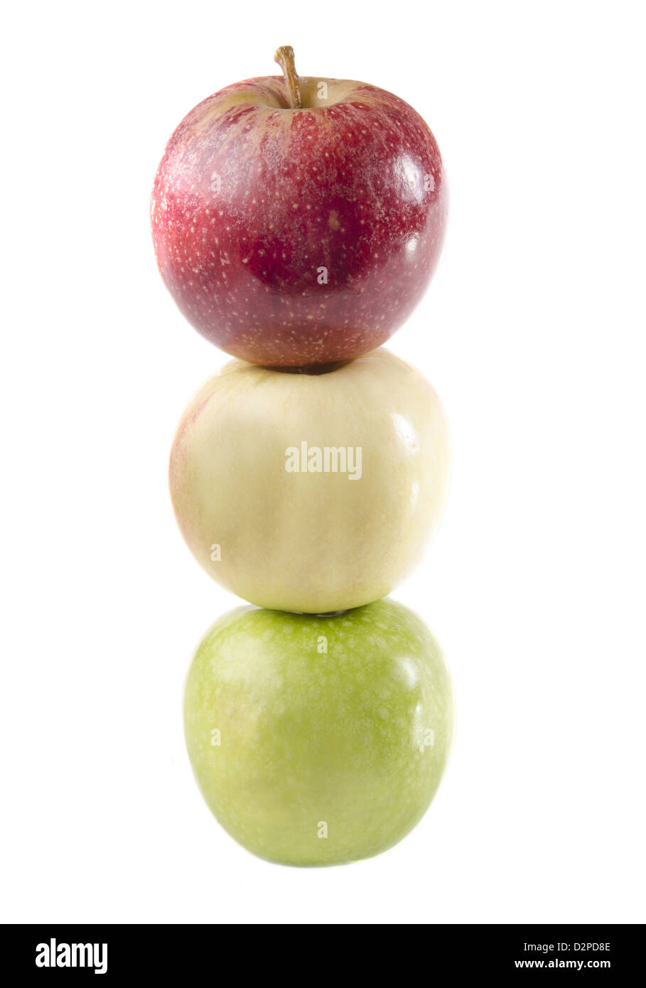 three apples in the colors of red, yellow and green Stock Photo - Alamy