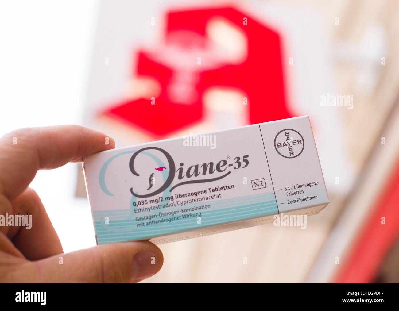 The contraceptive Diane 35 is pictured at a pharmacy in Munich, Germany ...