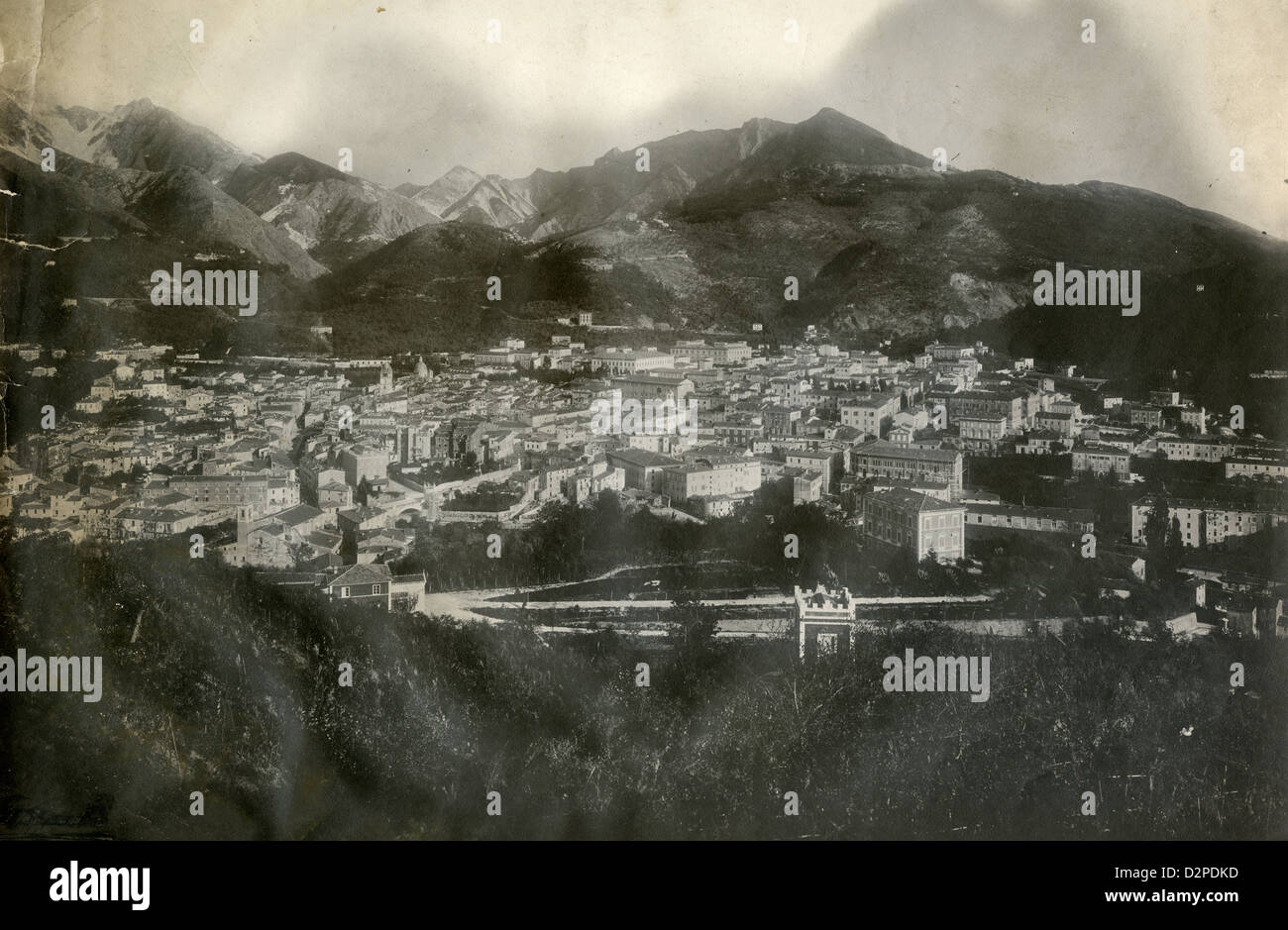 1905 photograph, the town of Carrara, Italy Stock Photo - Alamy