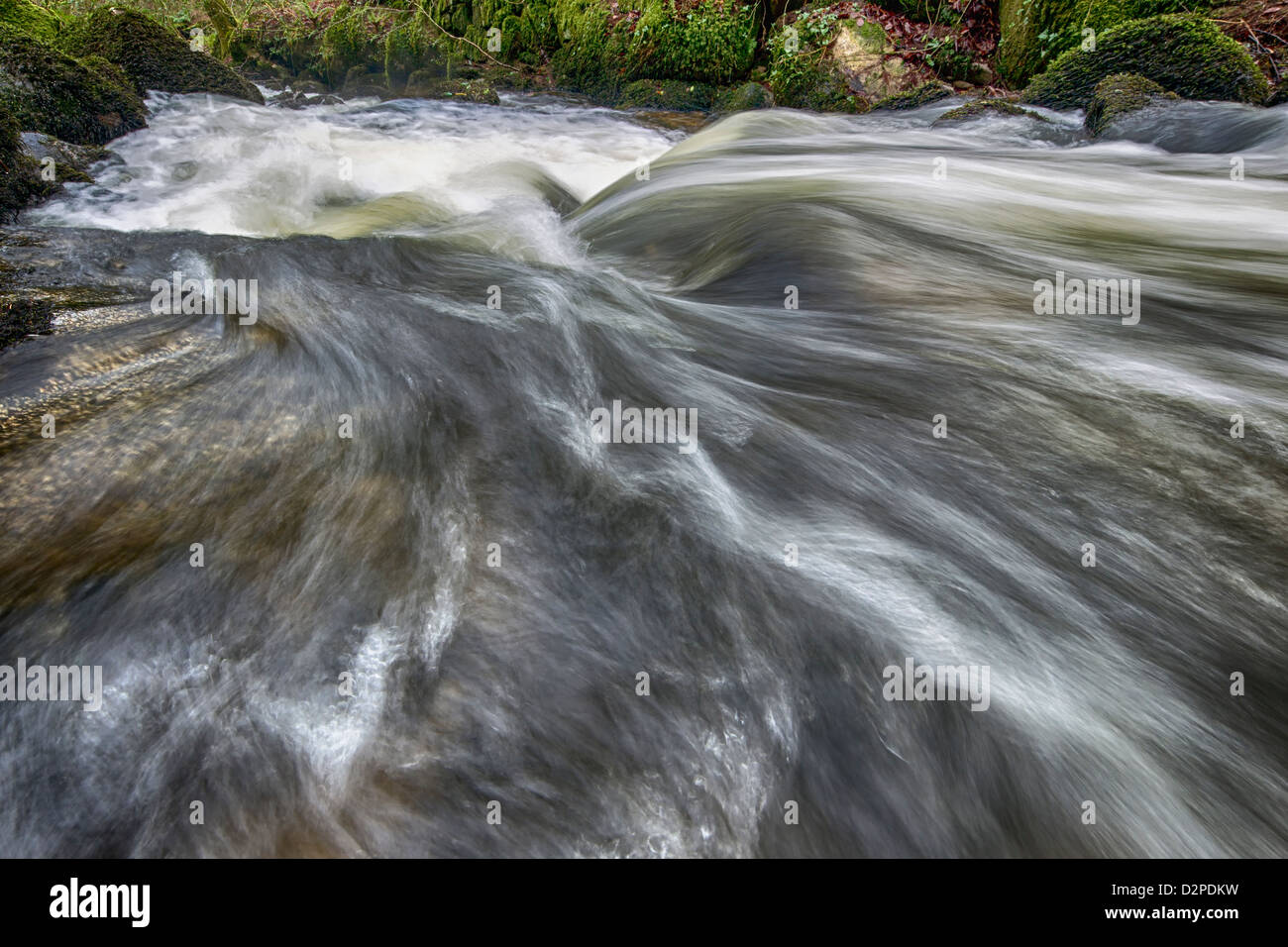Kennall vale nature reserve cascading water stream Stock Photo - Alamy