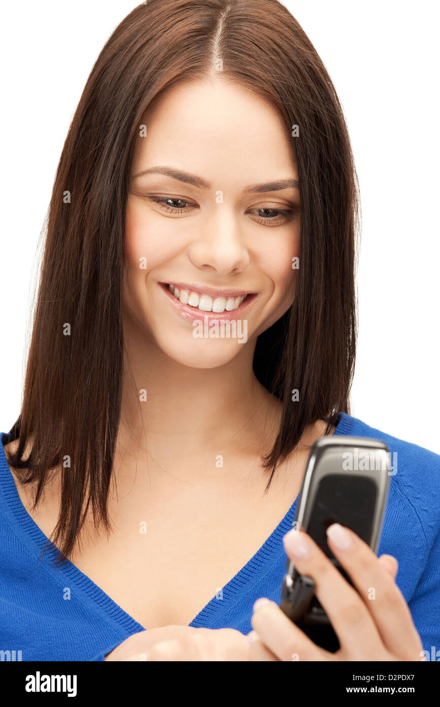 woman with cell phone Stock Photo - Alamy