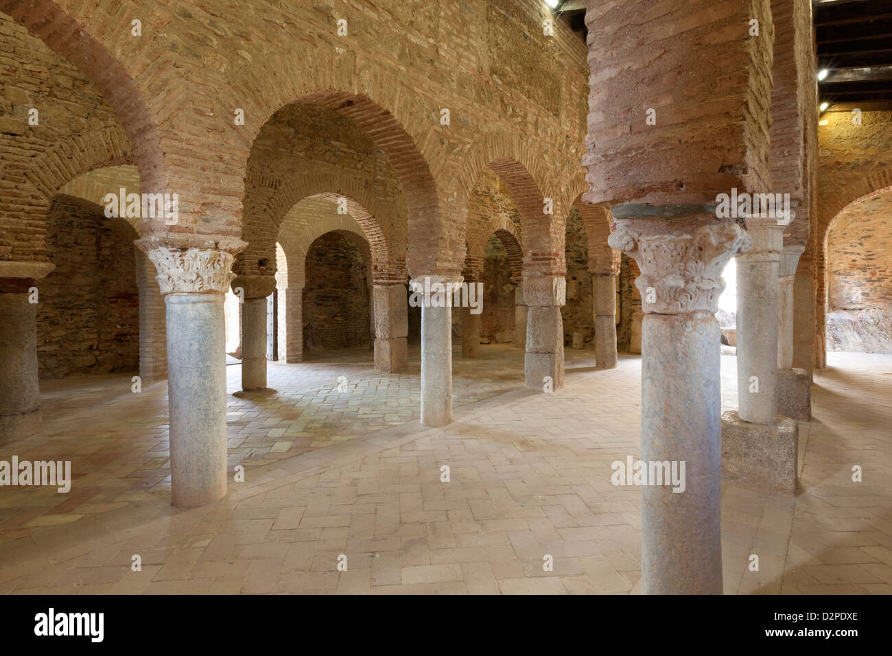 10th century mosque interior with 5 naves and arches supported by Roman ...