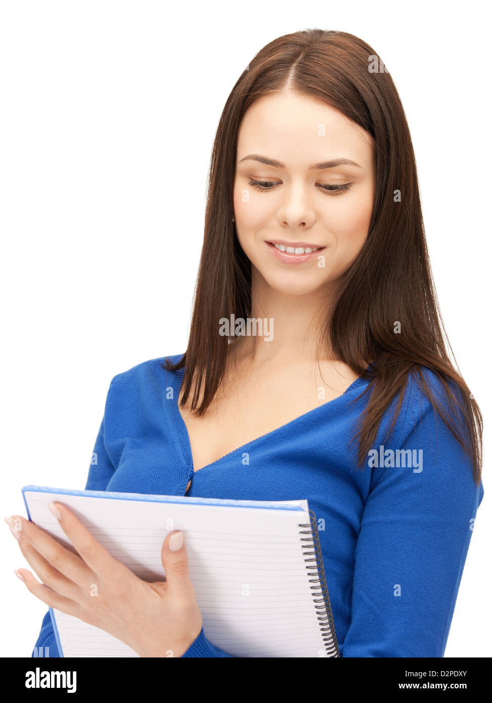 woman with notepad Stock Photo - Alamy