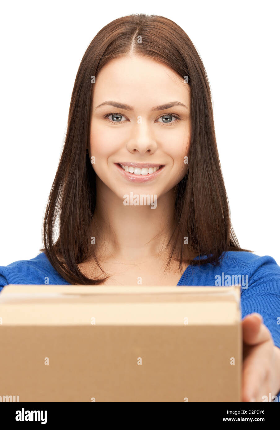 woman with cardboard box Stock Photo - Alamy