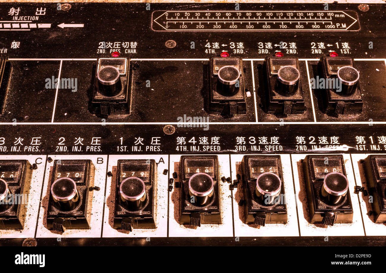Chinese old and dirty control panel in factory Stock Photo - Alamy