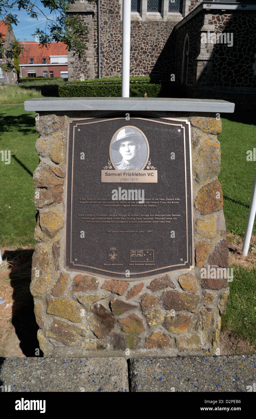 Memorial to Samuel Frickleton VC in Mesen, Belgium Stock Photo - Alamy