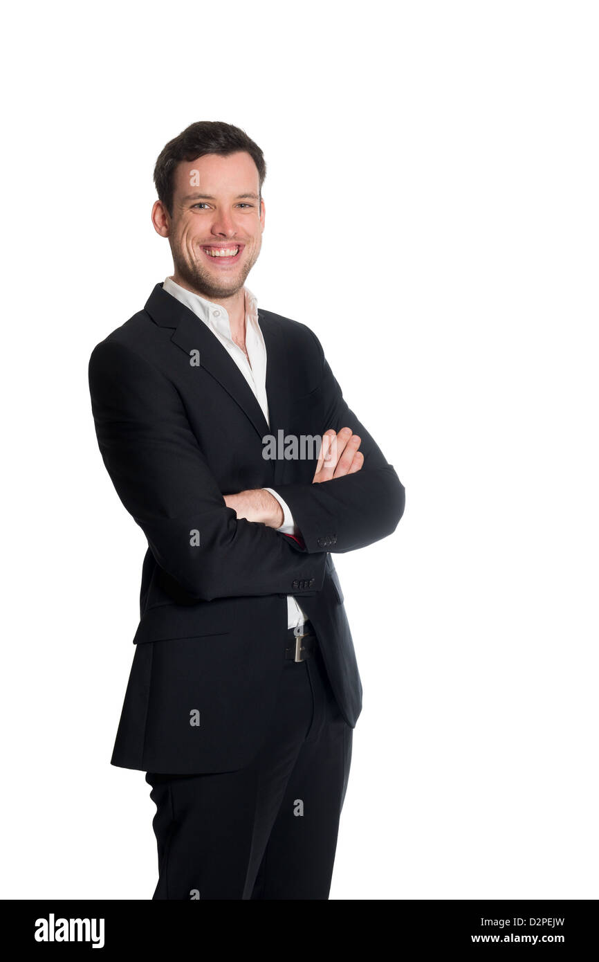 Portrait of a handsome young business man, isolated on white background ...