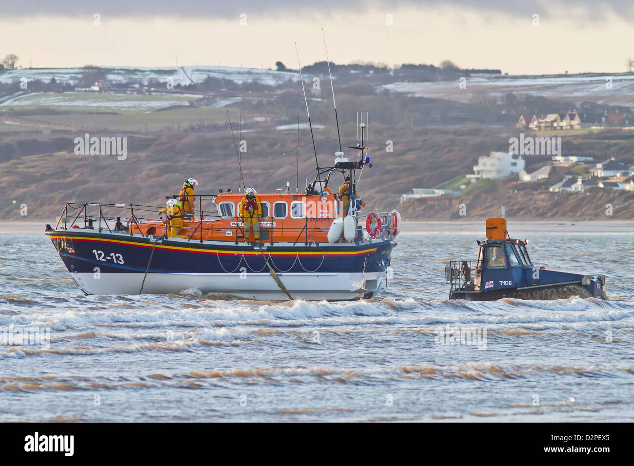 the filey lifeboat is been put into action Stock Photo - Alamy