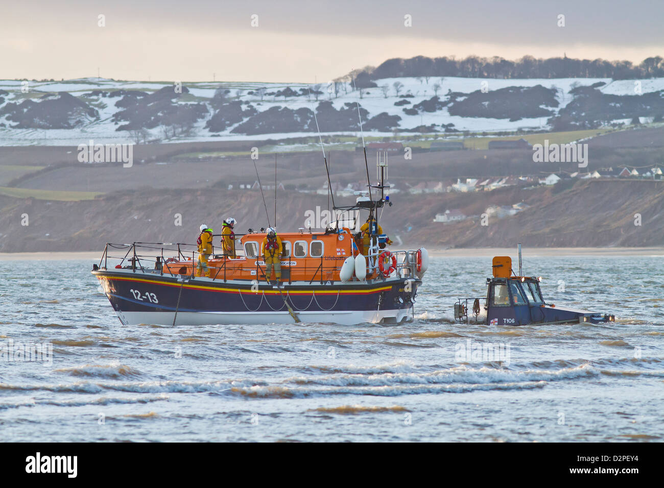 the filey lifeboat is been put into action Stock Photo - Alamy