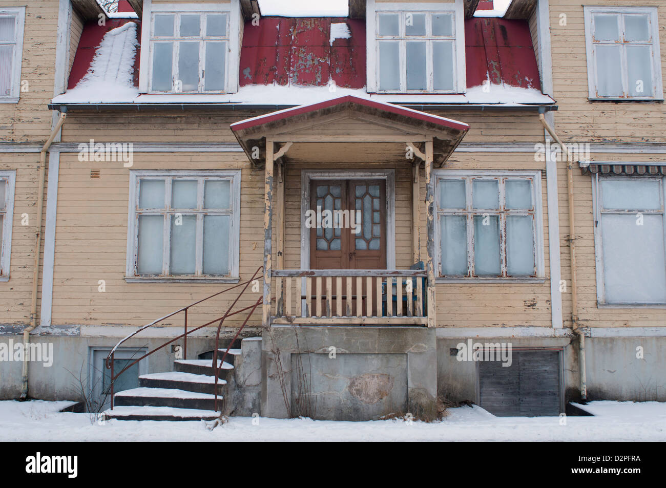 Old wooden house small veranda hi-res stock photography and images - Alamy
