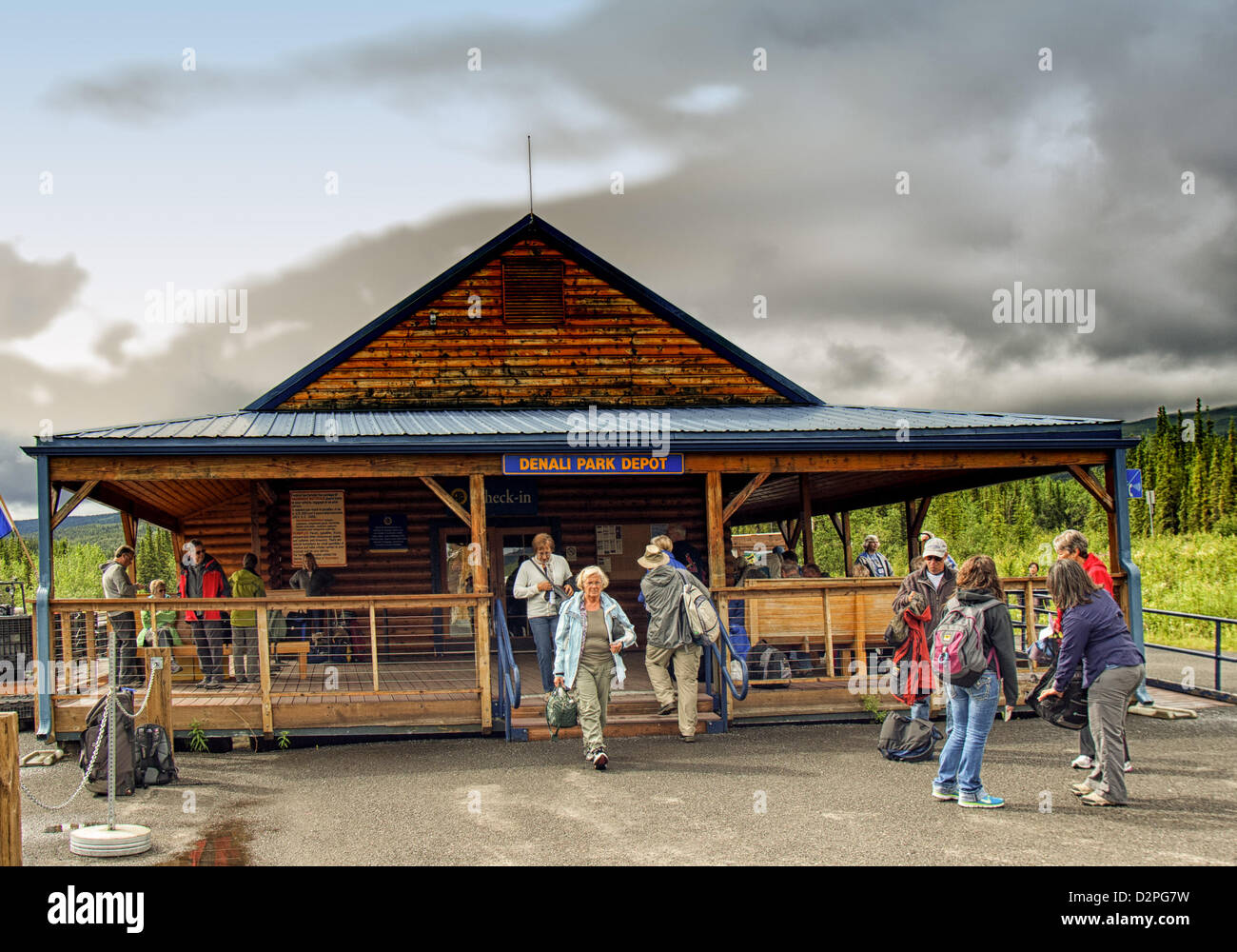 June 28, 2012 - Denali Borough, Alaska, US - Tourists congregate at the ...