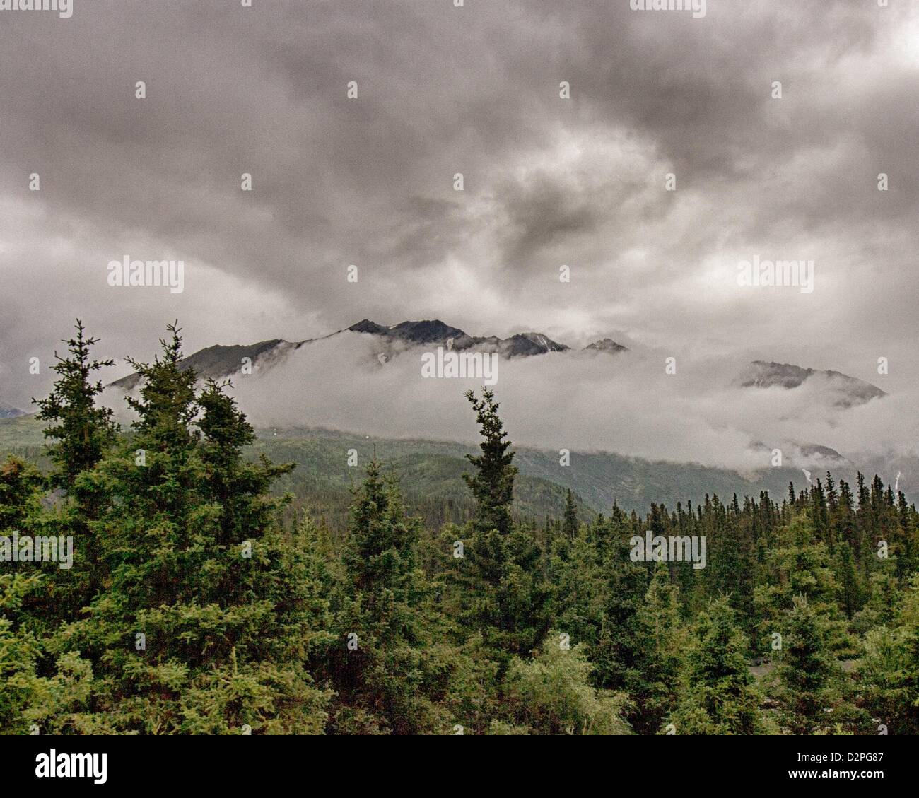 June 28, 2012 - Denali Borough, Alaska, US - Storm clouds wreath the ...