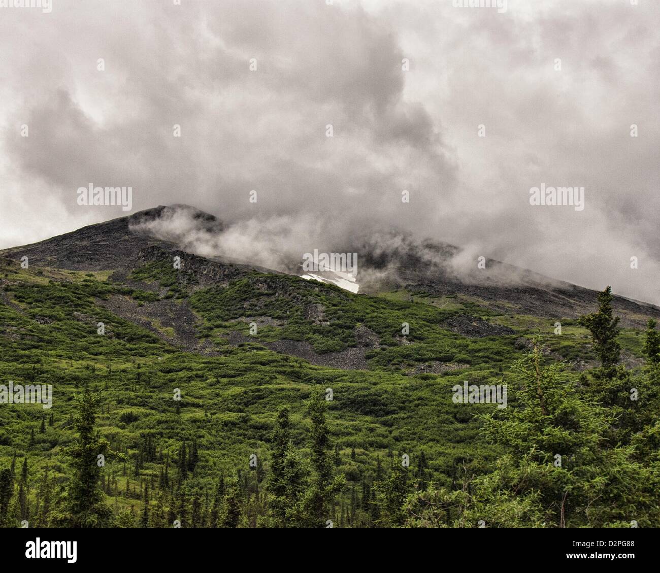 June 28, 2012 - Denali Borough, Alaska, US - Storm clouds wreath the ...