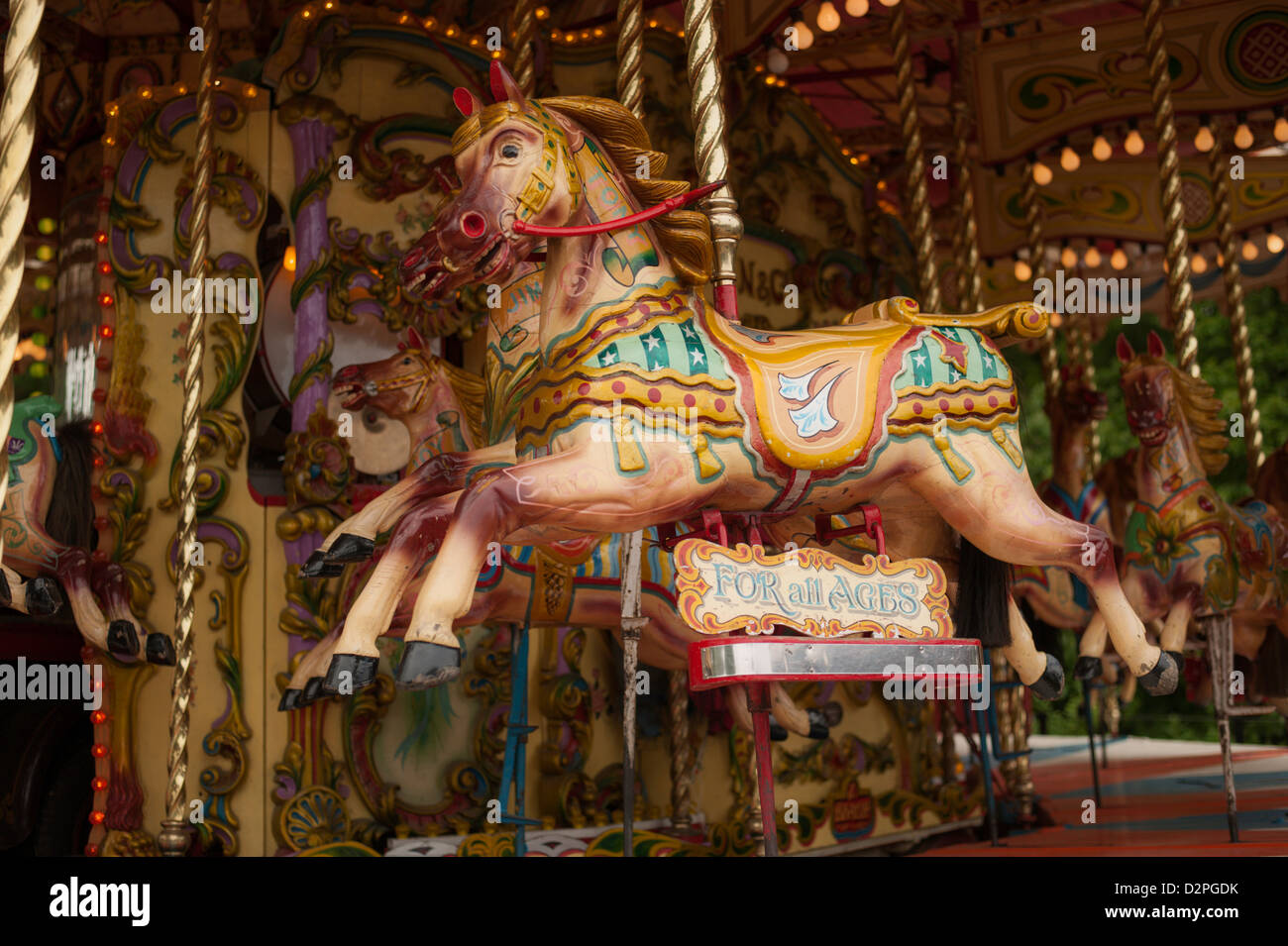 Wooden Horse fairground ride Stock Photo - Alamy