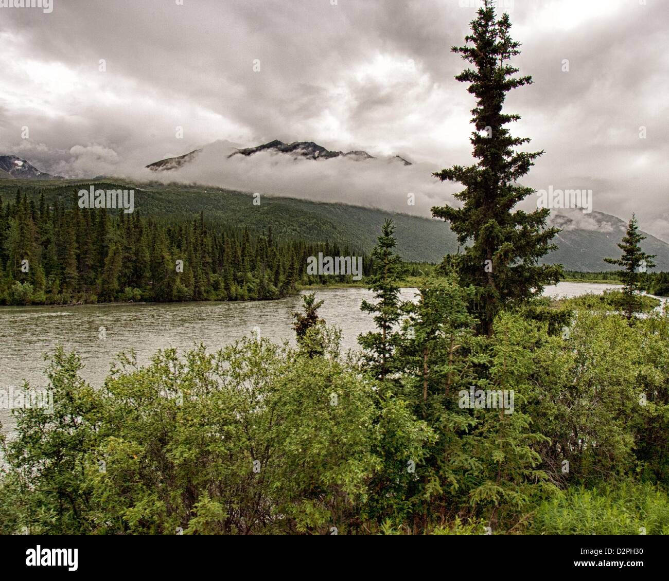 June 28, 2012 - Denali Borough, Alaska, US - Storm clouds wreath the ...
