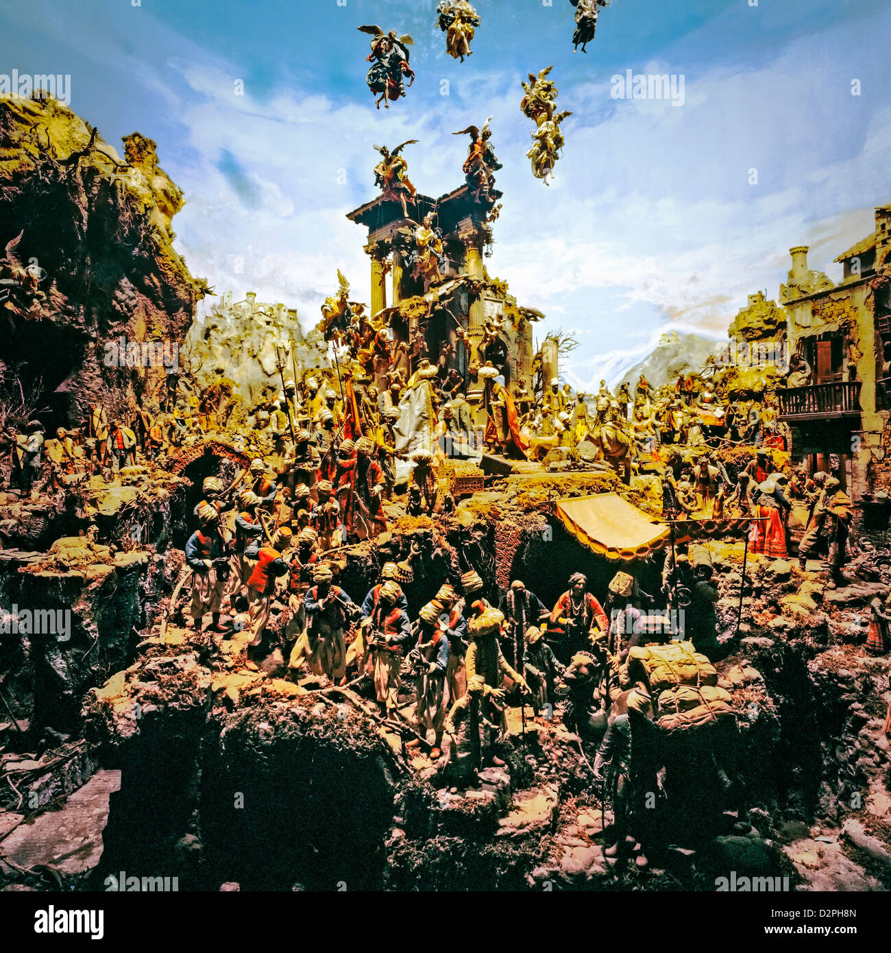 Very large Neapolitan nativity scene on exhibition in Naples in 1980s ...