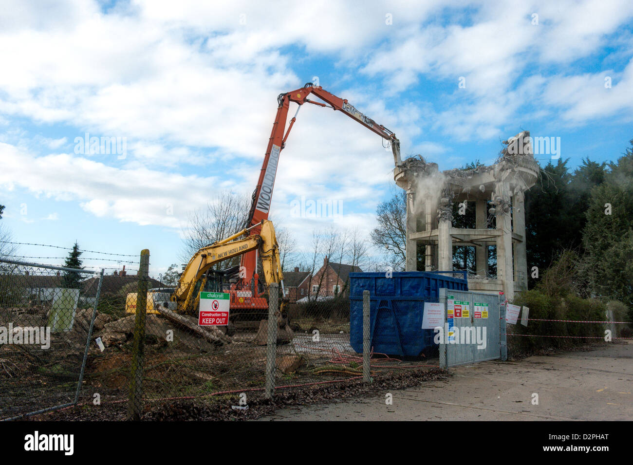 Old Anglian Water water tower under demolition Stock Photo - Alamy