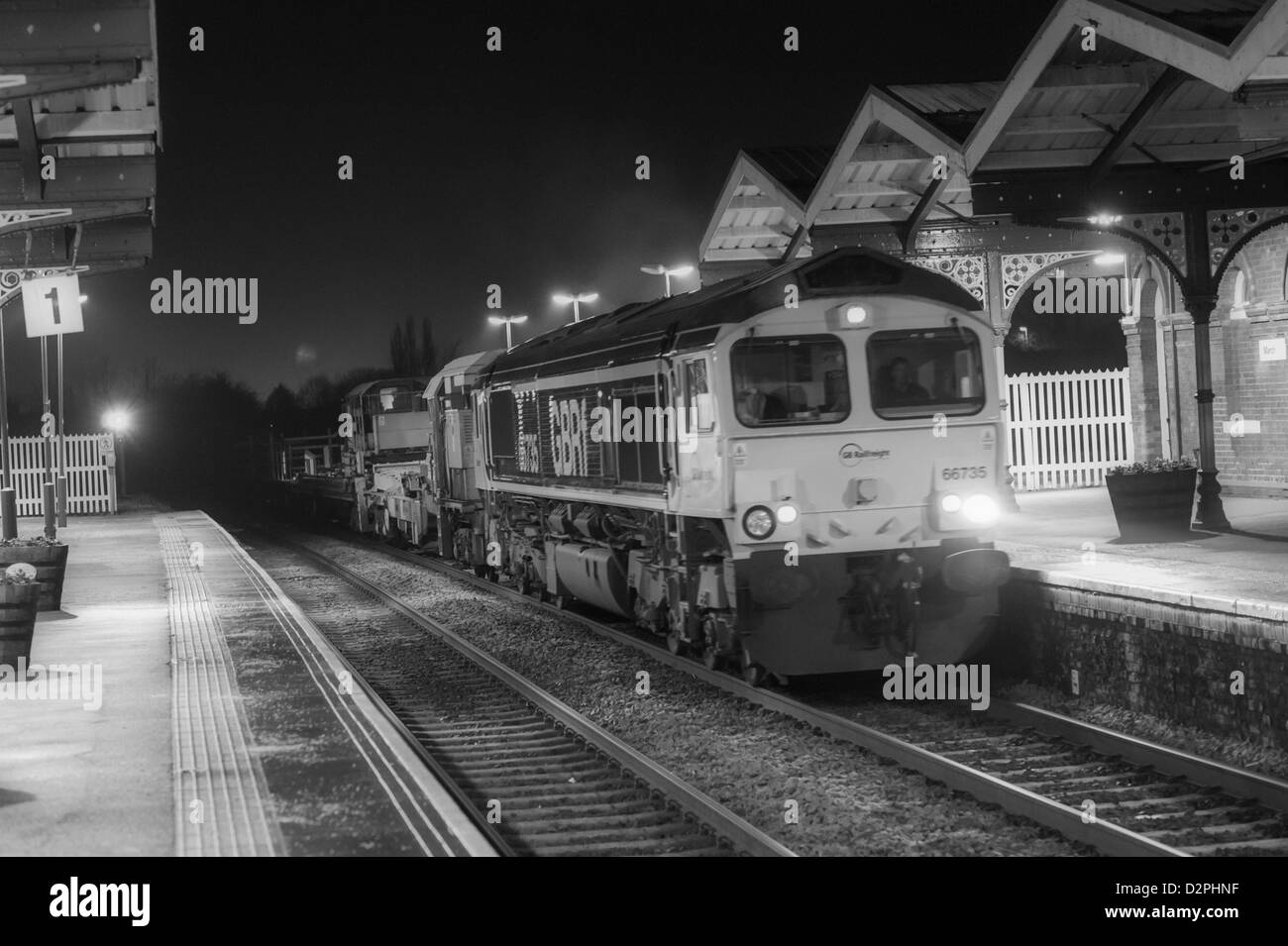 Freight train night Black and White Stock Photos & Images - Alamy