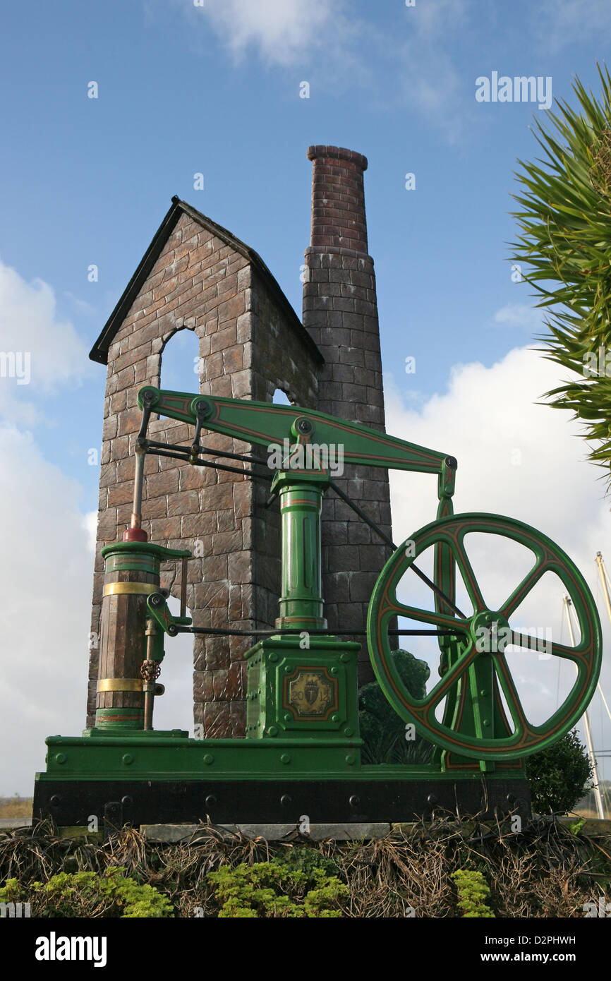Hayle world heritage site mine and pump memorial Stock Photo - Alamy
