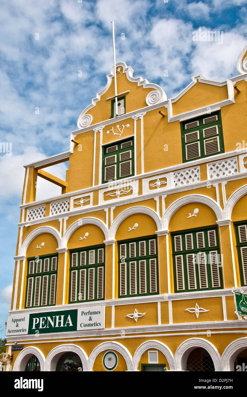 Landmark historic yellow Penha building (1708) on the Willemstad ...