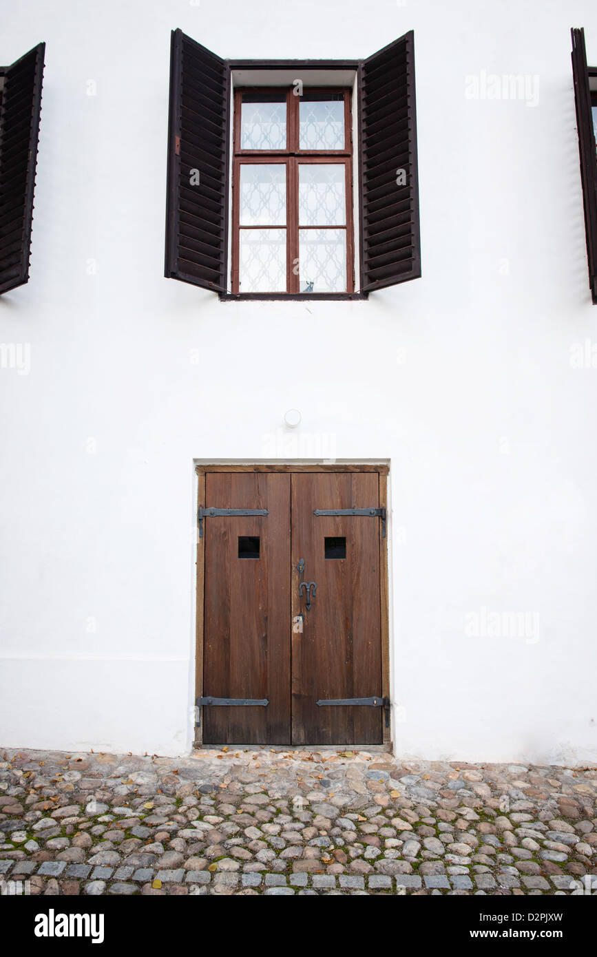 Old white locked door on hi-res stock photography and images - Alamy