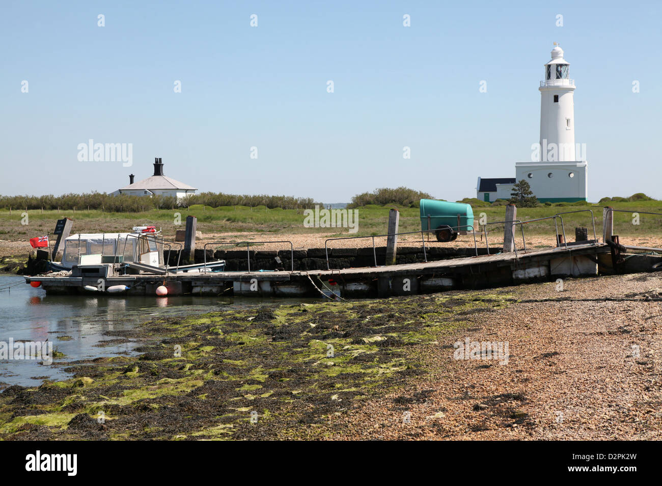 The jetty at Hurst Castle. The ferry moored there takes visitors back ...