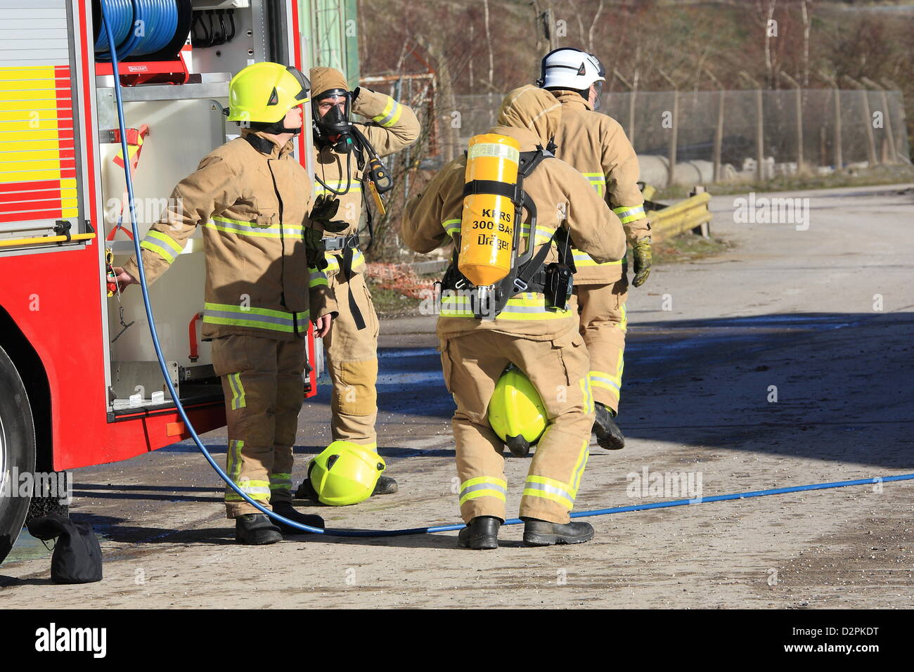 Kent, UK. 30th January 2013. Innovative firefighting equipment is being ...