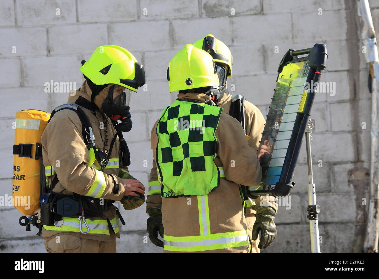Kent, UK. 30th January 2013. Innovative firefighting equipment is being ...
