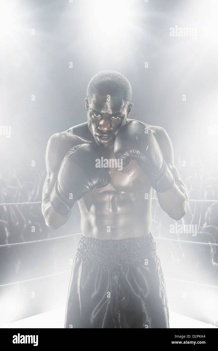 African American boxer in boxing ring Stock Photo - Alamy