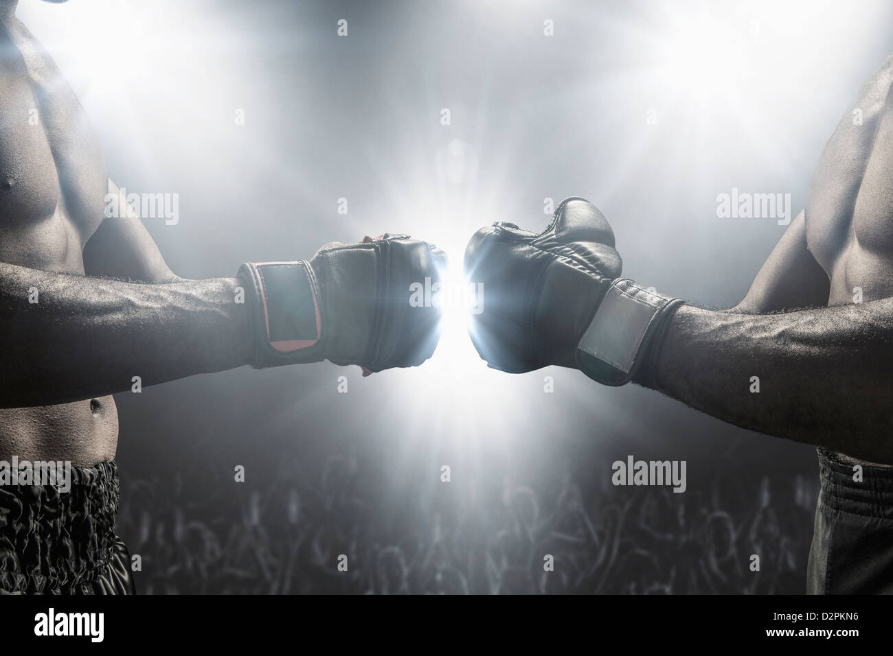 Boxers touching gloves before fight Stock Photo - Alamy