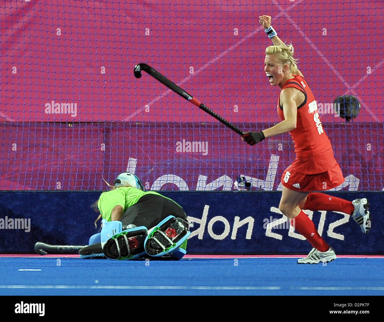 Alex Danson (Great Britain) turns to celebrate after scoring. Womens ...