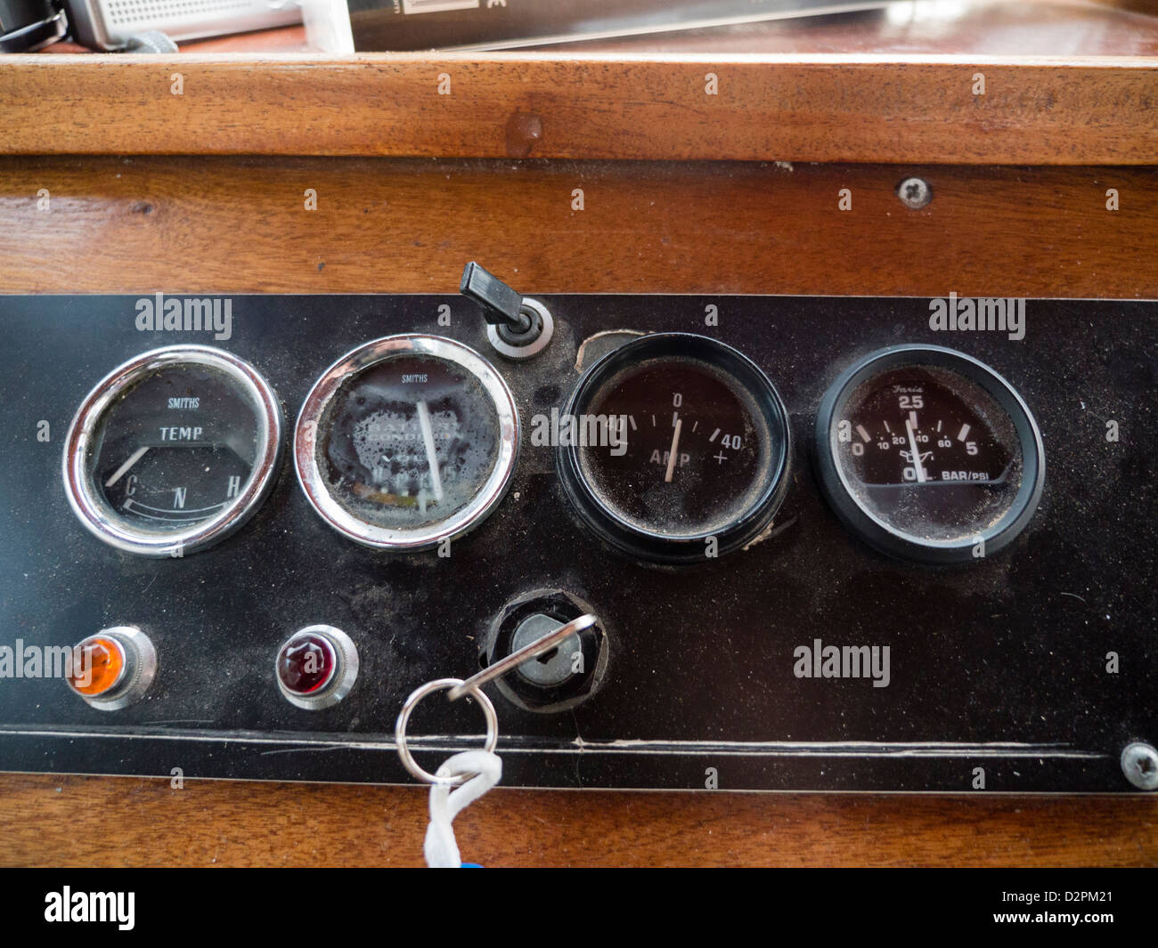Old fashioned instrument panel on a boat Stock Photo - Alamy