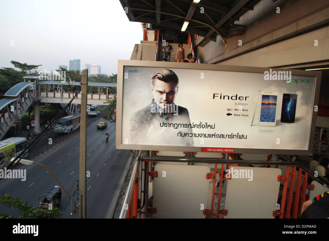 Advertisement banner display on BTS station in Bangkok , Thailand Stock ...