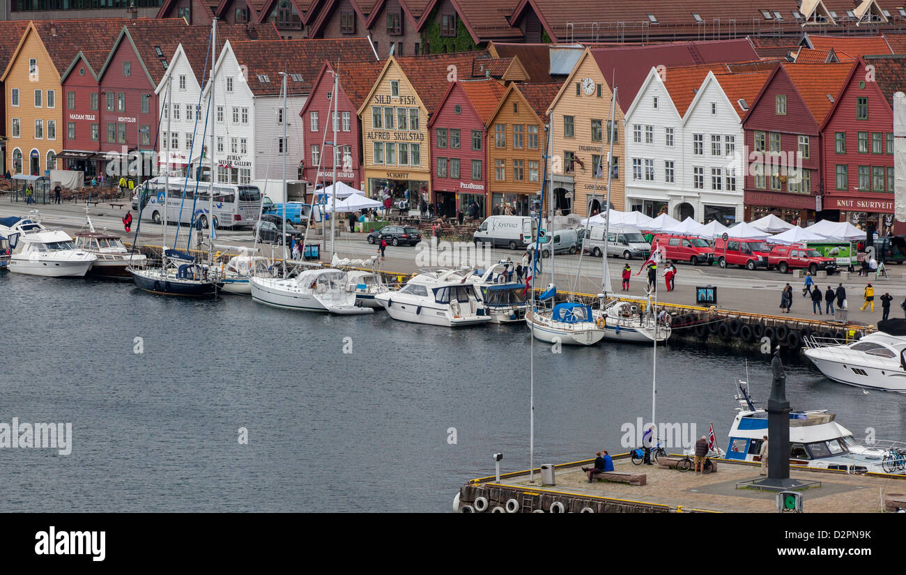 Hanseatic Wharf of Bergen, Norway. Established in 1070, Bergen is on ...