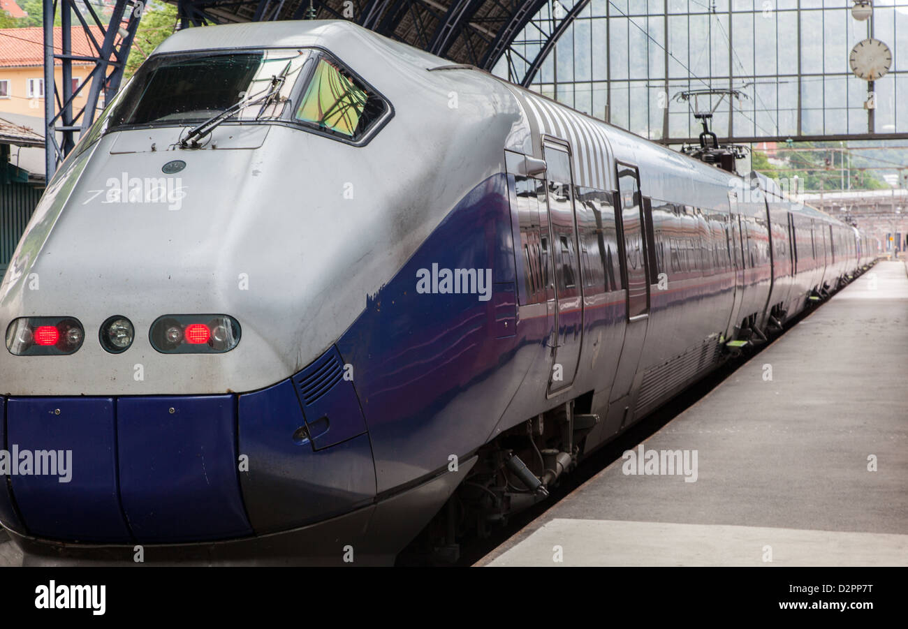 High speed train at NSB train station in Bergen Norway. Established in ...