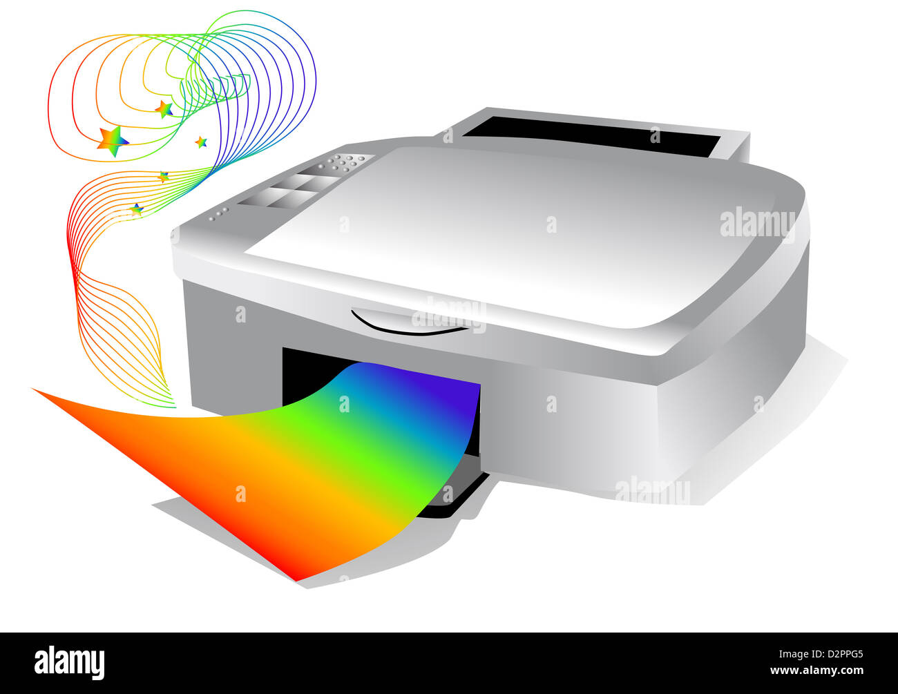 printer with colored paper isolated on white Stock Photo - Alamy