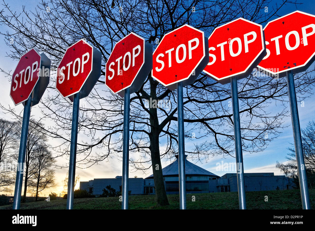Stop sign repeated signs urban art vancouver hi-res stock photography ...