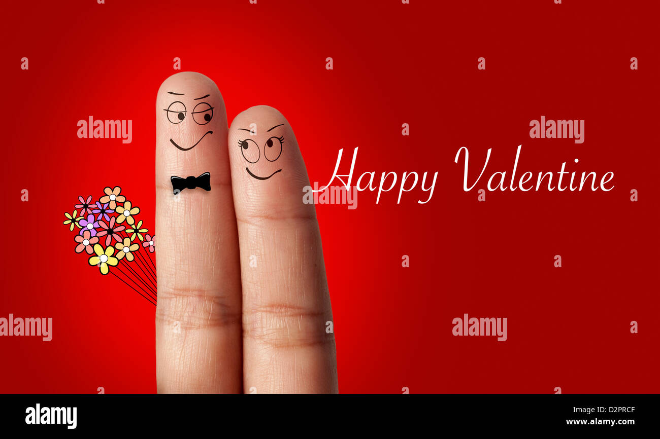 a couple of finger ans valentine day Stock Photo - Alamy