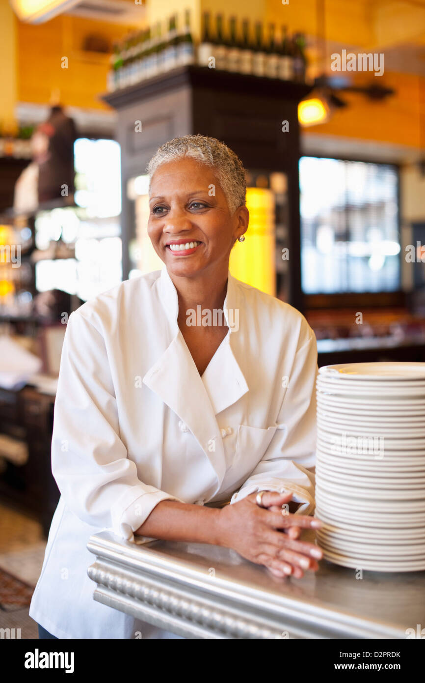 African American chef in cafe Stock Photo - Alamy