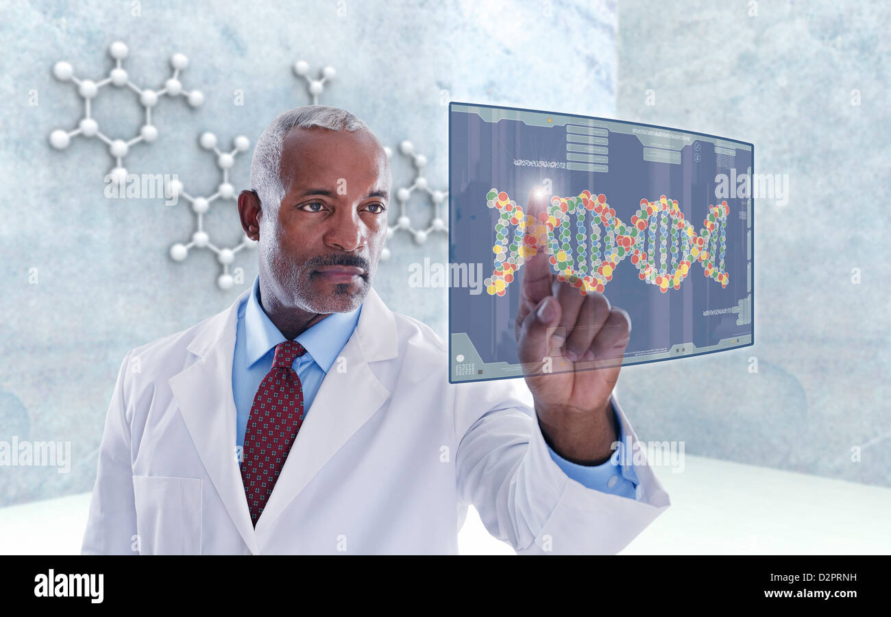 Black doctor using digital display Stock Photo - Alamy