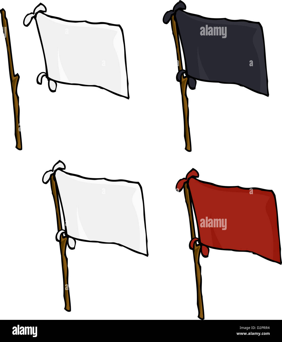 Blank flags made from sheets on stick over white background Stock Photo ...
