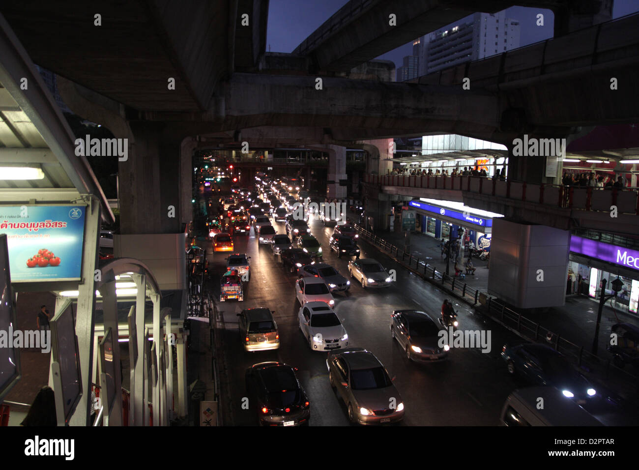 BTS Railway over Rama 1 road near Siam Paragon Shopping Complex in ...