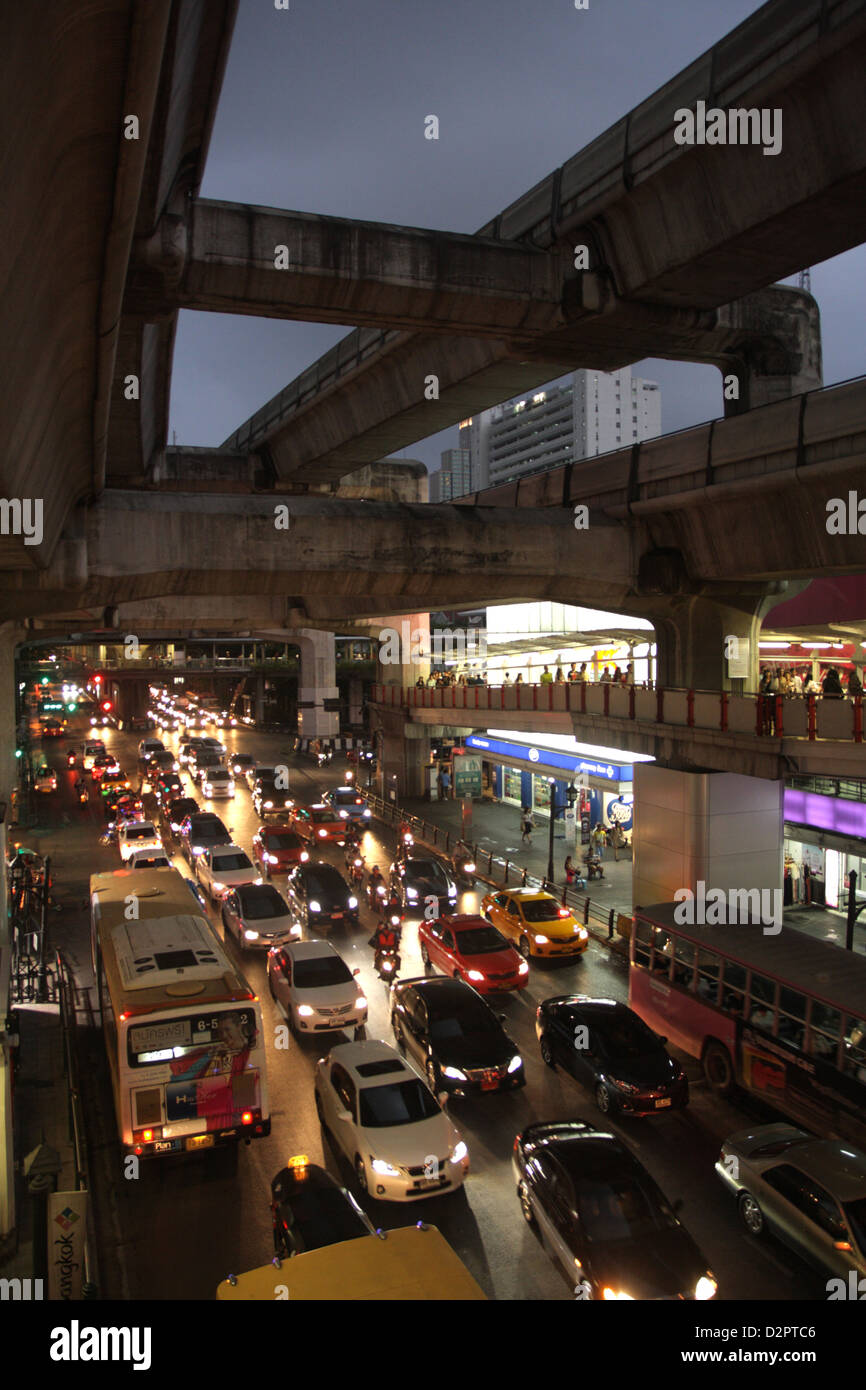 BTS Railway over Rama 1 road near Siam Paragon Shopping Complex in ...