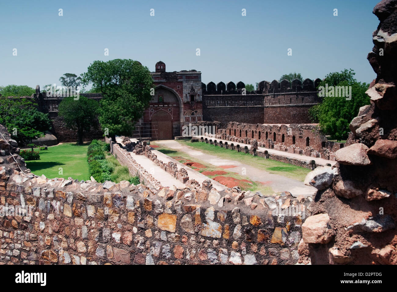 Ruin of a fort, Old Fort, Delhi, India Stock Photo - Alamy