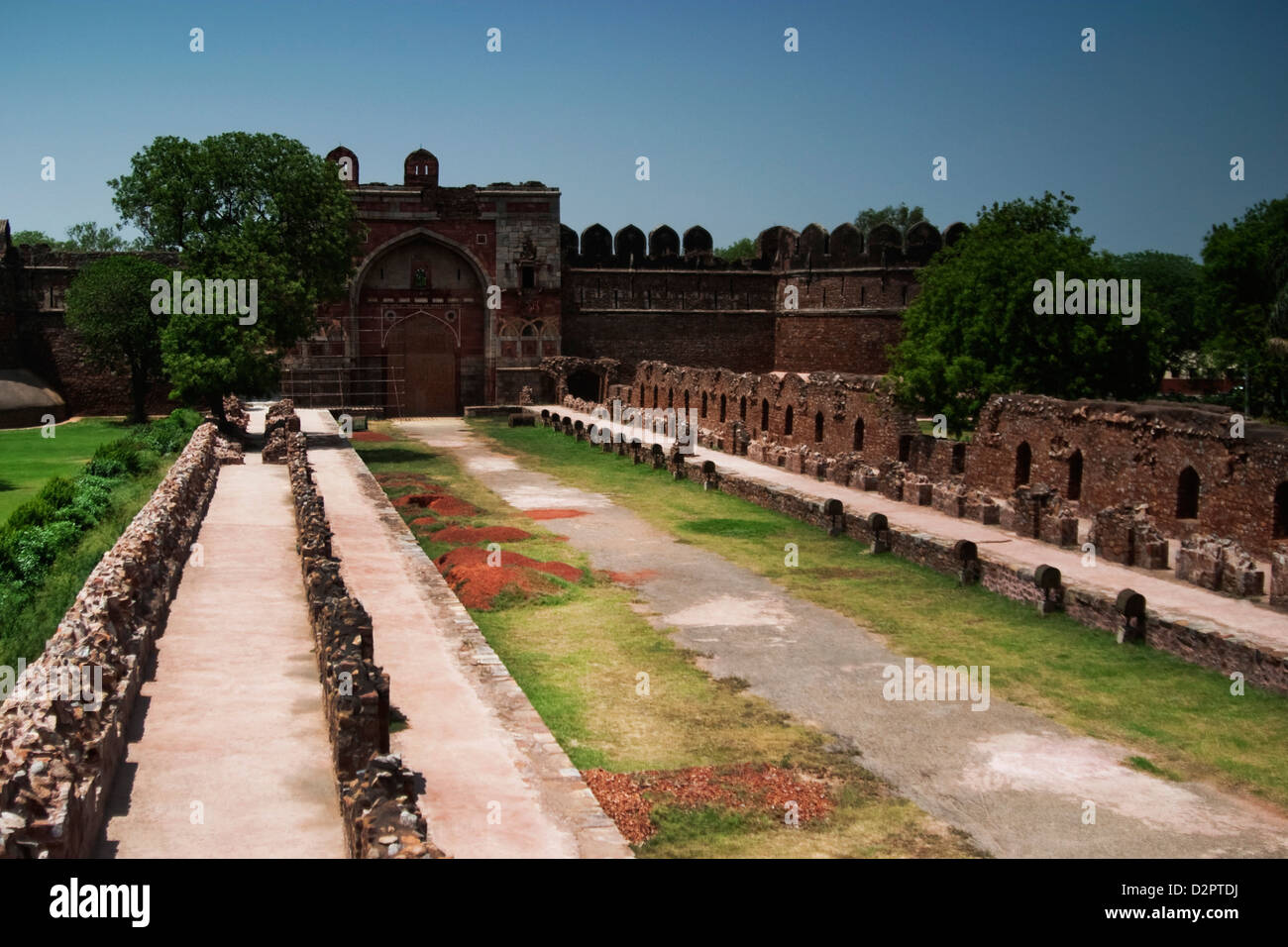 Ruin of a fort, Old Fort, Delhi, India Stock Photo - Alamy