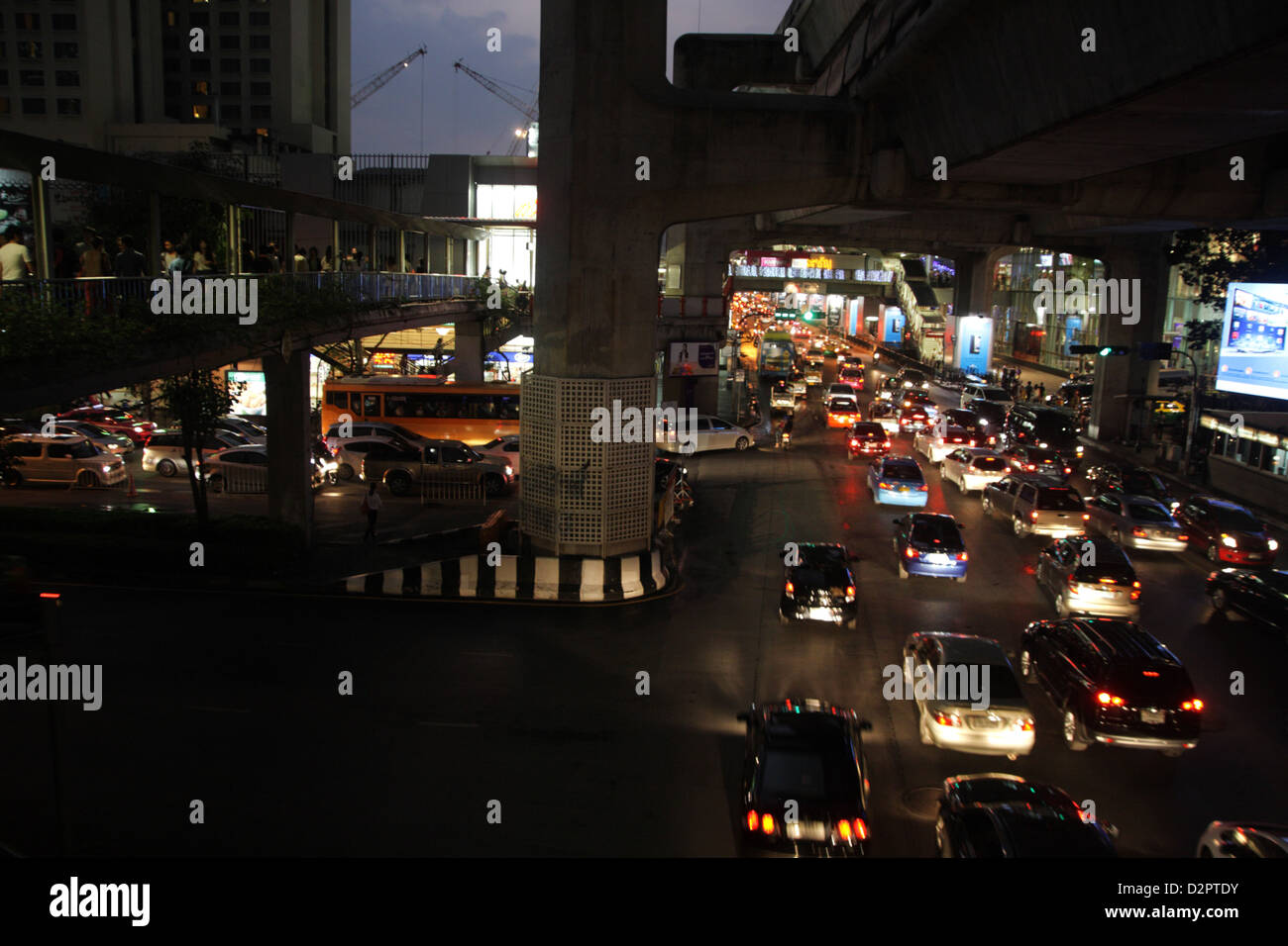BTS Railway over Rama 1 road near Siam Paragon Shopping Complex in ...